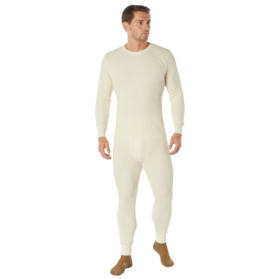Extra Heavyweight Thermal Knit White Underwear - Long John Winter ...