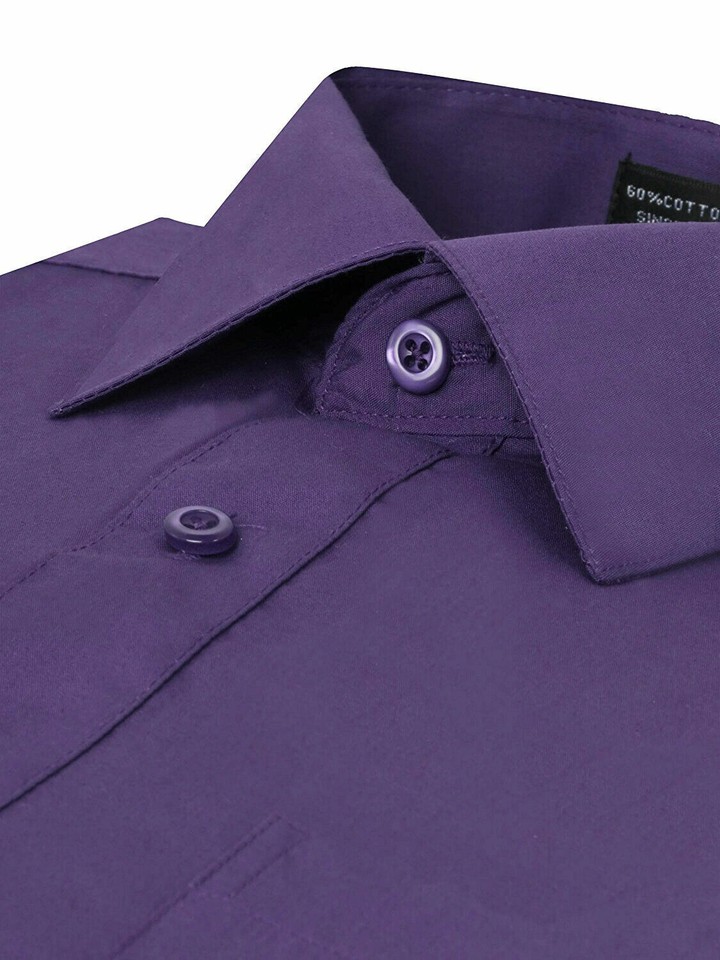Men's Premium Long Sleeve Formal Button Up Slim Fit Solid Color Dress ...