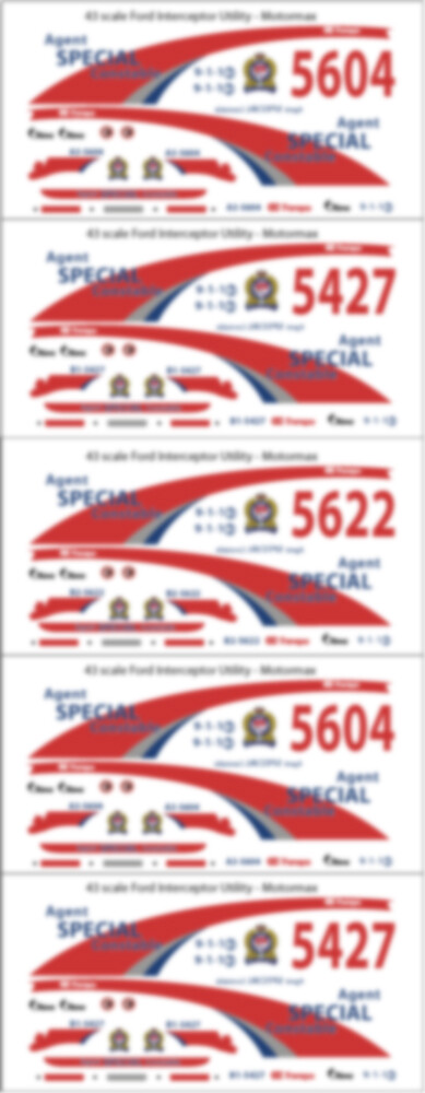 1/43 SCALE OC TRANSPO SPECIAL CONSTABLE DECALS - FOR FORD INTERCEPTOR ...