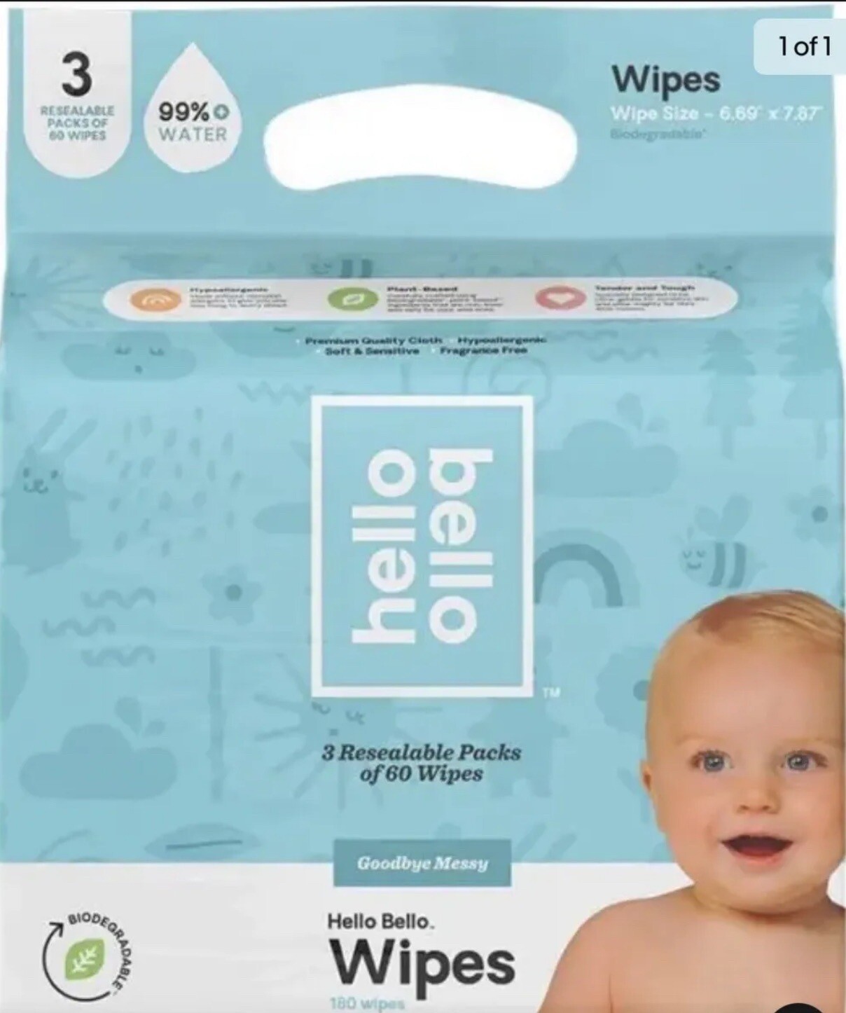 Baby Wipes by HELLO BELLO, 60 count 3 pack | eBay