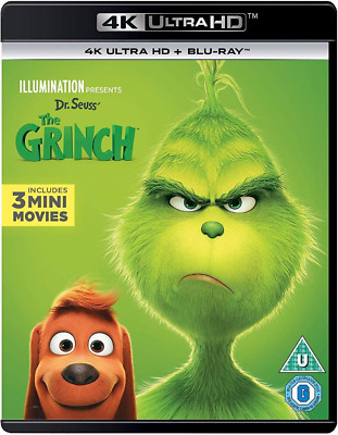 The Grinch 4K UHD Ultra High Definition + 3 Mini Movie Film UK Animated ...