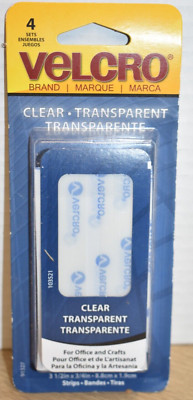 NEW Velcro ® 4 sets Velcro adhesive Clear strips 3.5" x .75" poster ...