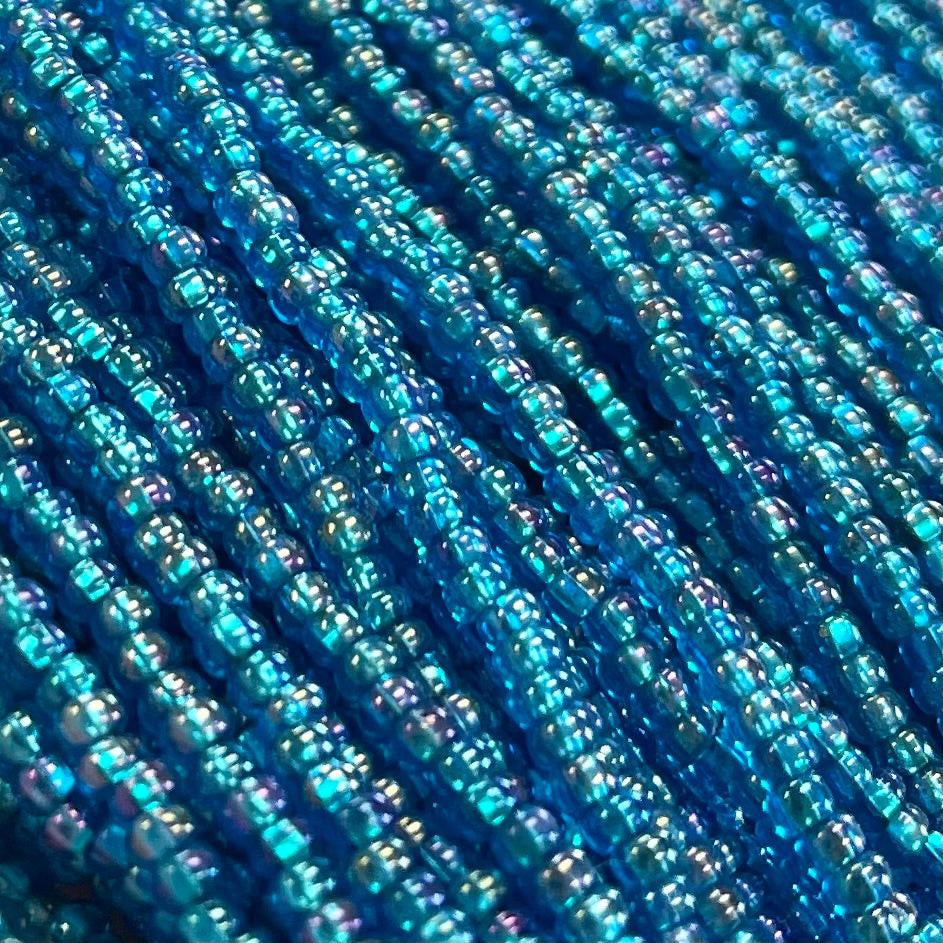 1 Hank Blue Aqua Dark AB Czech Silver Lined Glass Seed Beads | eBay