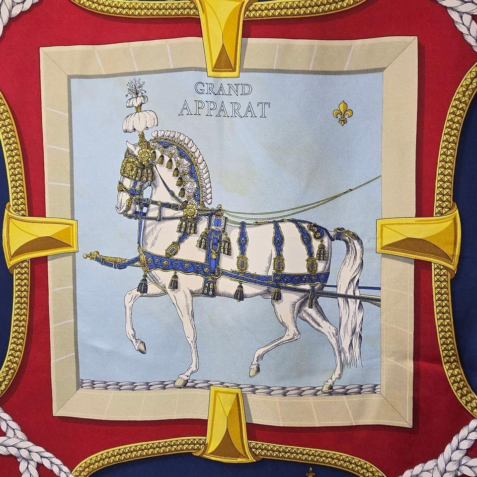 Herm S Hermes Carre90 Grand Apparat Horse Gear Scarf | eBay