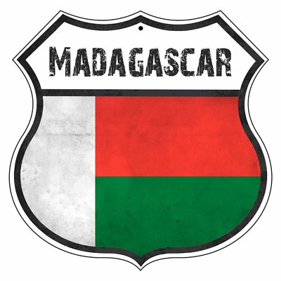 Madagascar Country Flag Novelty Highway Shield Man Cave Aluminum Metal ...