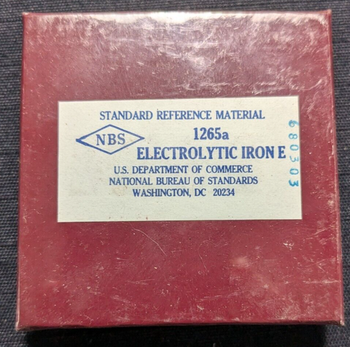 NEW NBS/NIST Standard Reference Material 1265a Electrolytic Iron E Disc Form | eBay