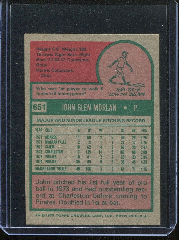 1975 Topps MINI Baseball # 651 John Morlan (NM-MT) Near Mint to Mint | eBay