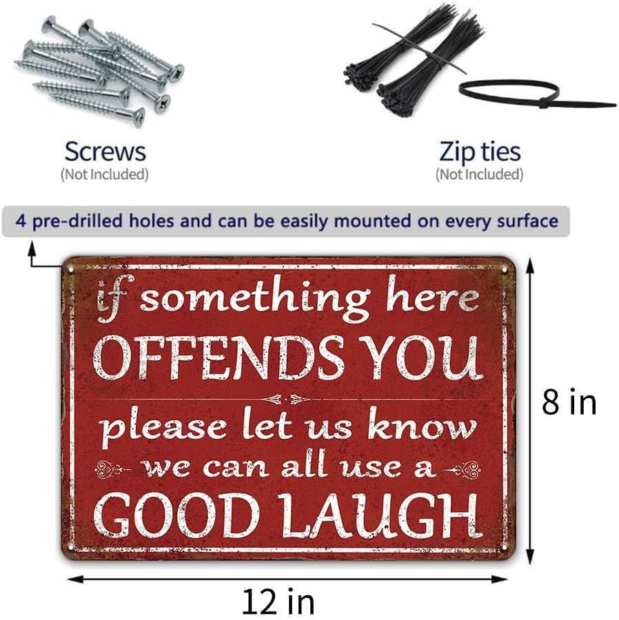 Funny Men'S Garage Sign - Vintage Red Metal Tin Sign, 12 X 8 Inch ...