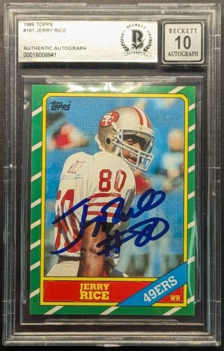 JERRY RICE Rookie Auto 1986 Topps BGS 10 Gem Mint Inscribed Auto HOF RC ...
