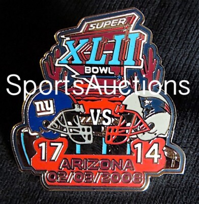 SUPER BOWL 42 Final Score PIN & CARD Willabee Ward NY GIANTS vs ...