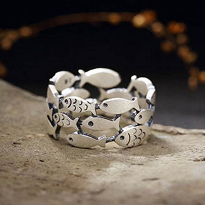 Fishes Ring 925 Silver Plated Ring Women Fashion Jewelry Party Gift Sz ...