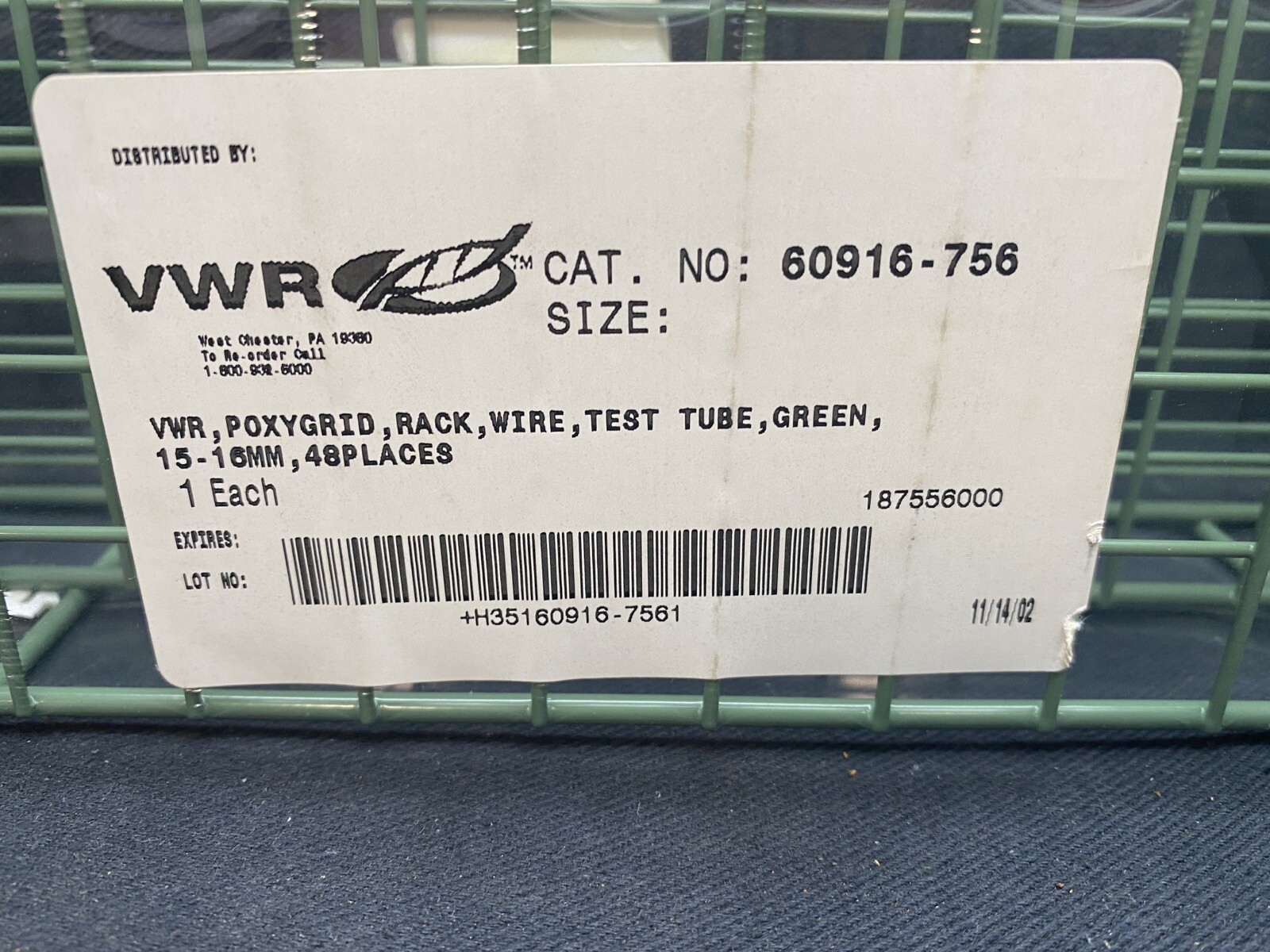 VWR 48-Place Green Epoxy-Coated Wire Test Tube Rack for 15-16mm Tubes ...