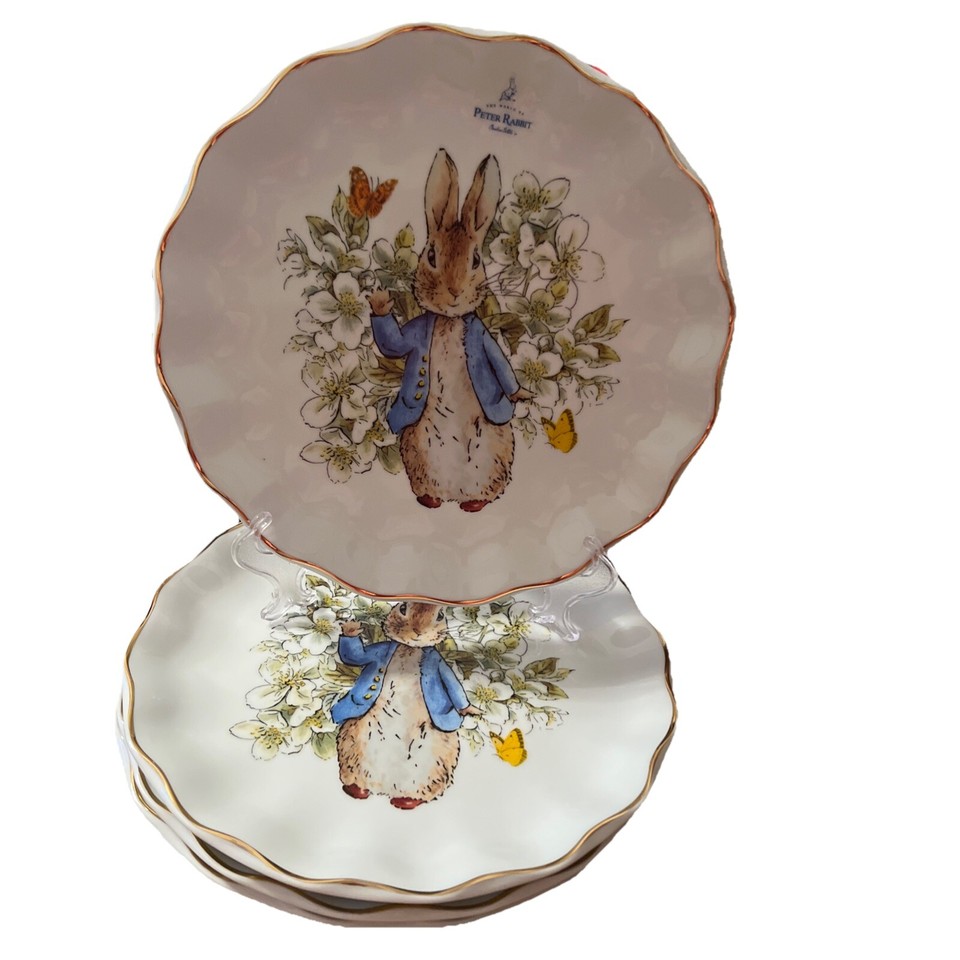 Beatrix Potter Peter Rabbit Easter Flowers & Butterflies Dinner Plates ...