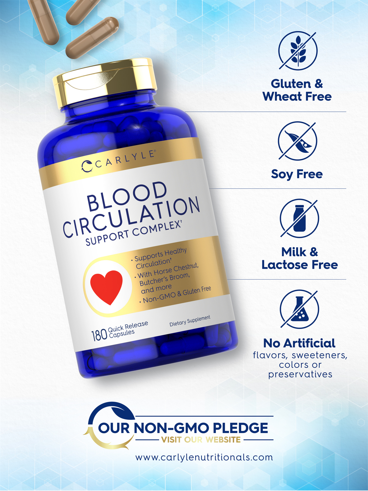 Blood Circulation Pills | 180 Capsules | Non-GMO Supplement | by ...