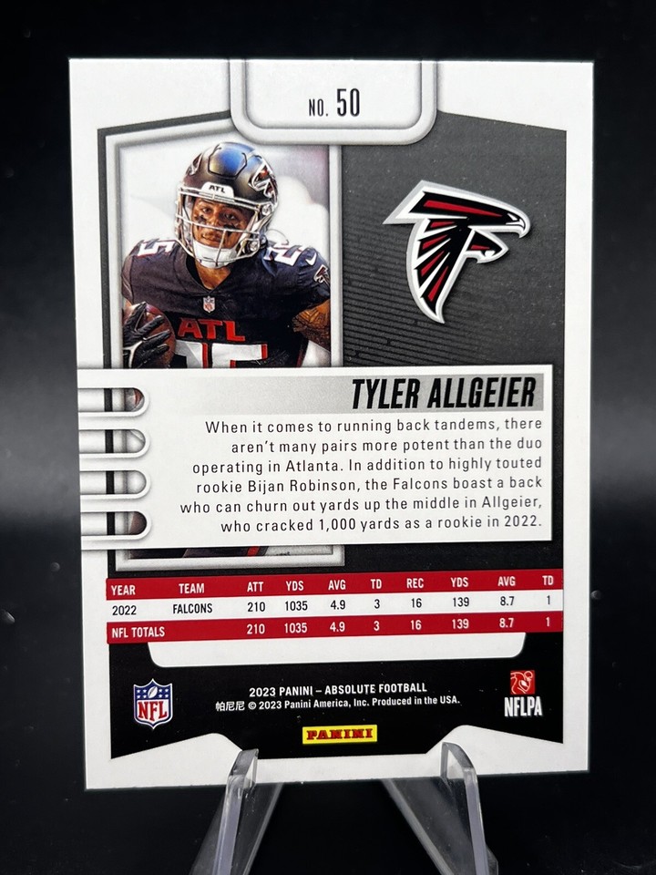 2023 Panini Absolute Tyler Allgeier BASE CARD Atlanta Falcons #50 | eBay