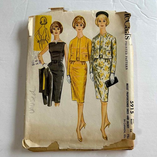McCalls Vintage 1960's Pattern #5915 Women's Dress and Jacket Sizes 10 ...