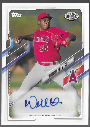 William Holmes 2021 Topps Pro Debut Autograph #PD-6 AZL Angels Rookie ...