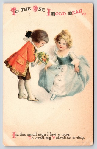 Clapsaddle Valentine~Elegant Children Bow & Curtsy~One I Hold Dear~WOLF ...