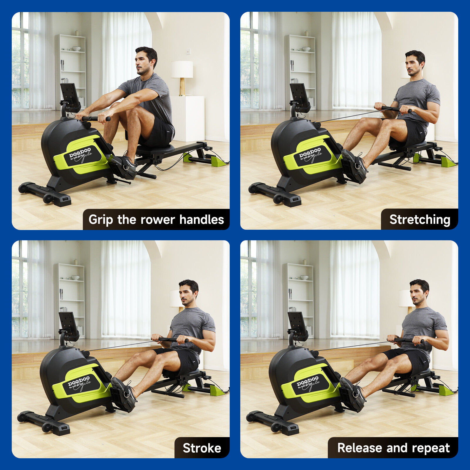 Quiet Magnetic Rowing Machine Rower 16 Levels Cardio Home Gym Exercise ...