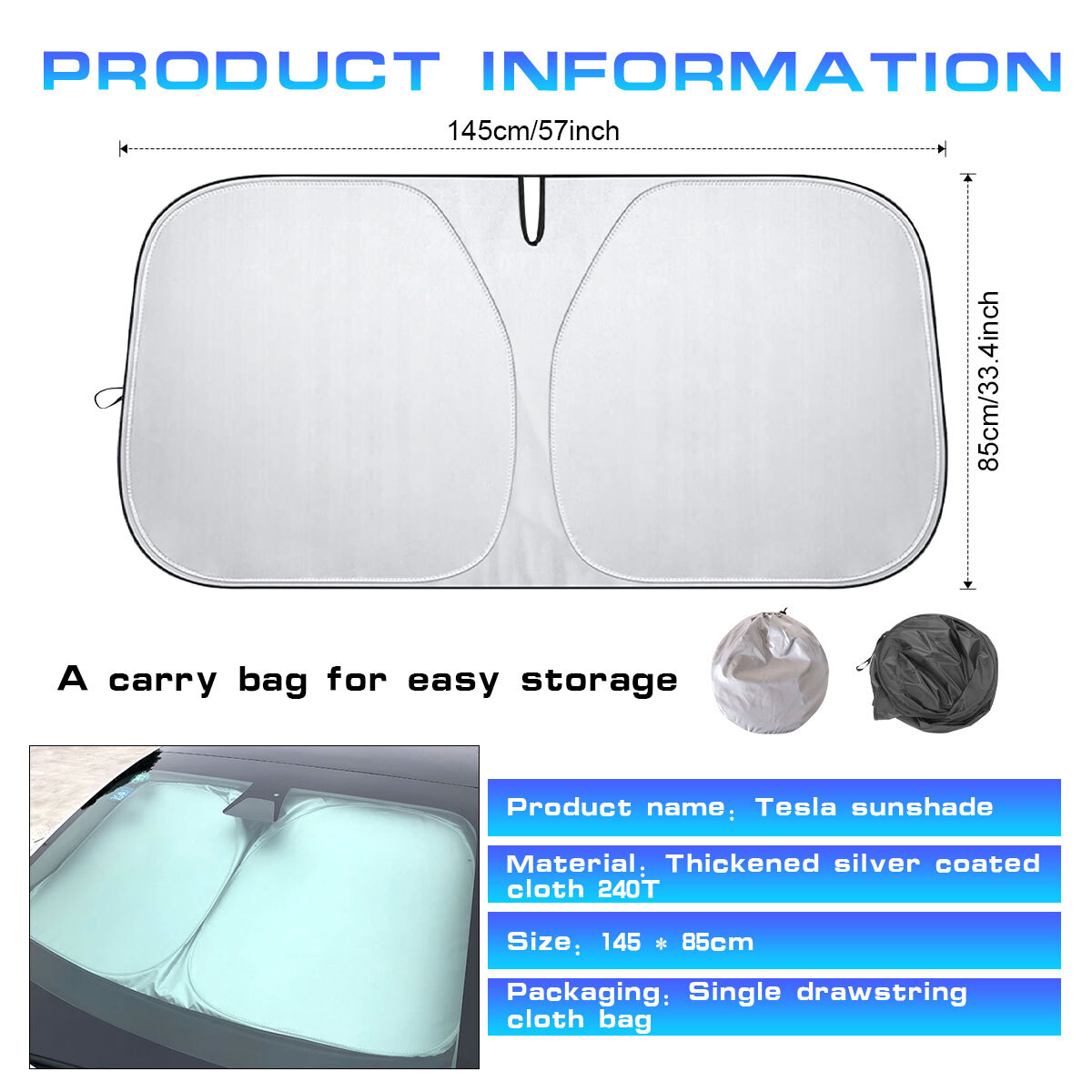 Foldable Large Sun Shade Truck Van Car Windshield Visor UV Block Cover ...