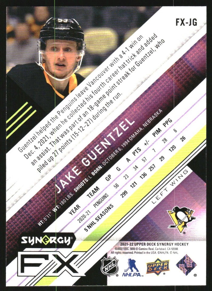 2021-22 Synergy FX Orange #FXJG Jake Guentzel /449 | eBay