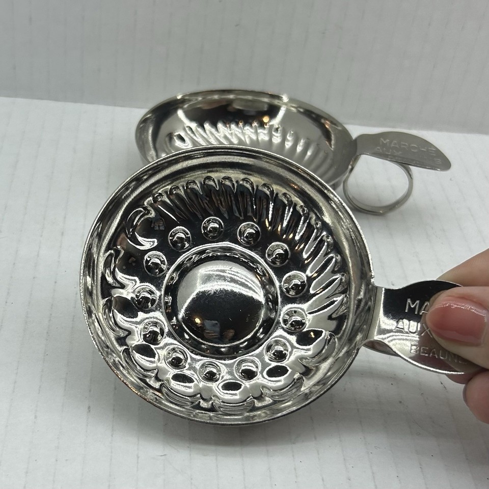 Tastevin Sommelier Wine Tasting Metal Cup - SET OF TWO - Vintage Marche ...