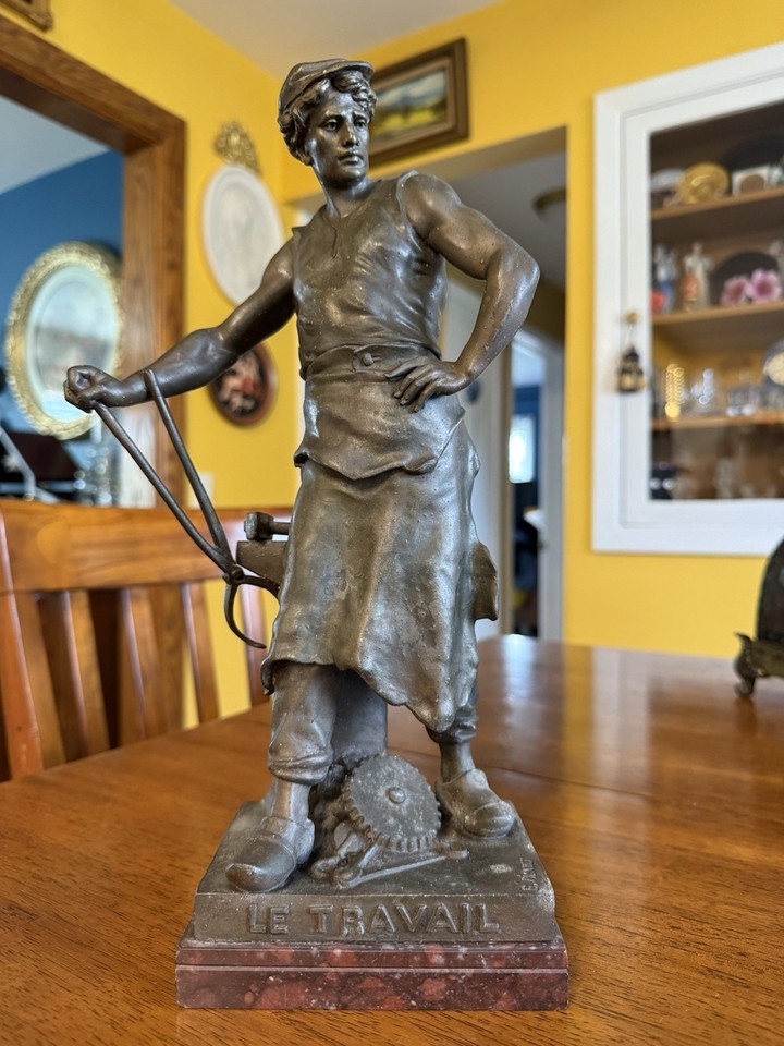 EMILE LOUIS PICAULT BLACKSMITH SCULPTURE SIGNED 13.5 Inches Le Travail ...