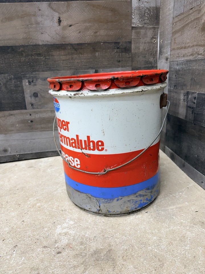 Vintage Amoco Metal Super Permalube Grease Bucket Red White Blue ...