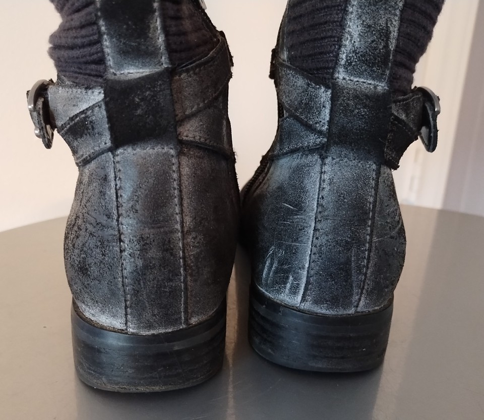 Aetrex Chelsea Charcoal Distressed Riding Boots womens Size 6M Black ...