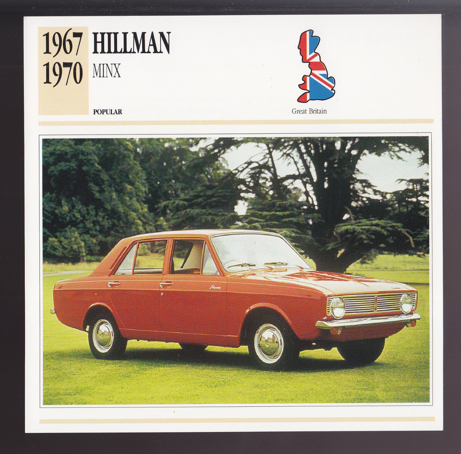 1967-1970 Hillman Minx British Car Photo Spec Sheet Info ATLAS CARD ...