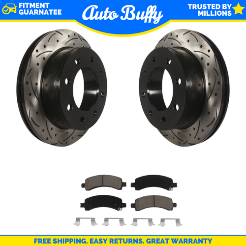 Rear Drill Slot Brake Rotors Ceramic Pad Kit For Chevrolet Express 3500 ...