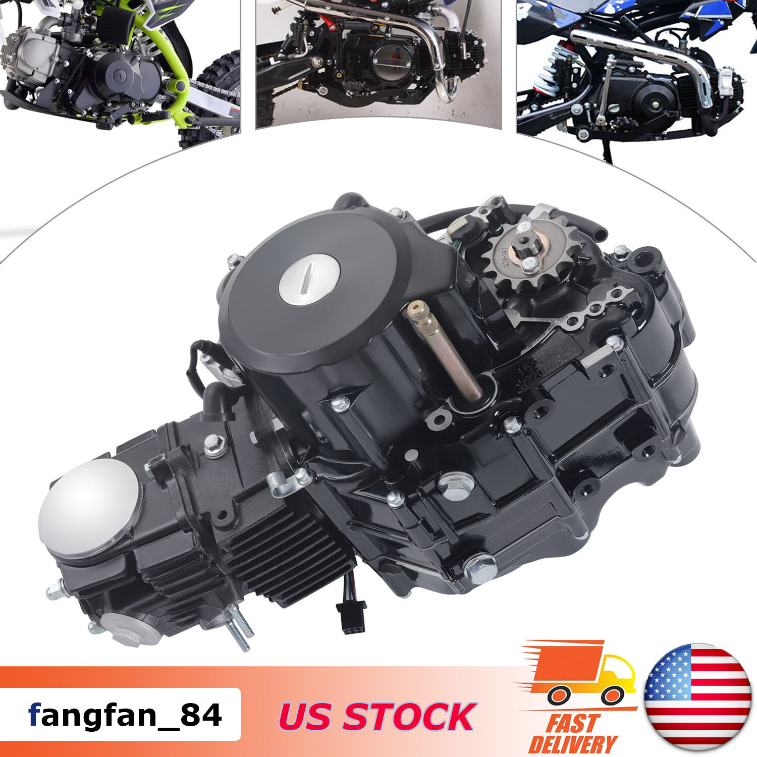 110cc Engine Motor 4 Speed kick start Engine For?PIT DIRT BIKE 428-14T ...