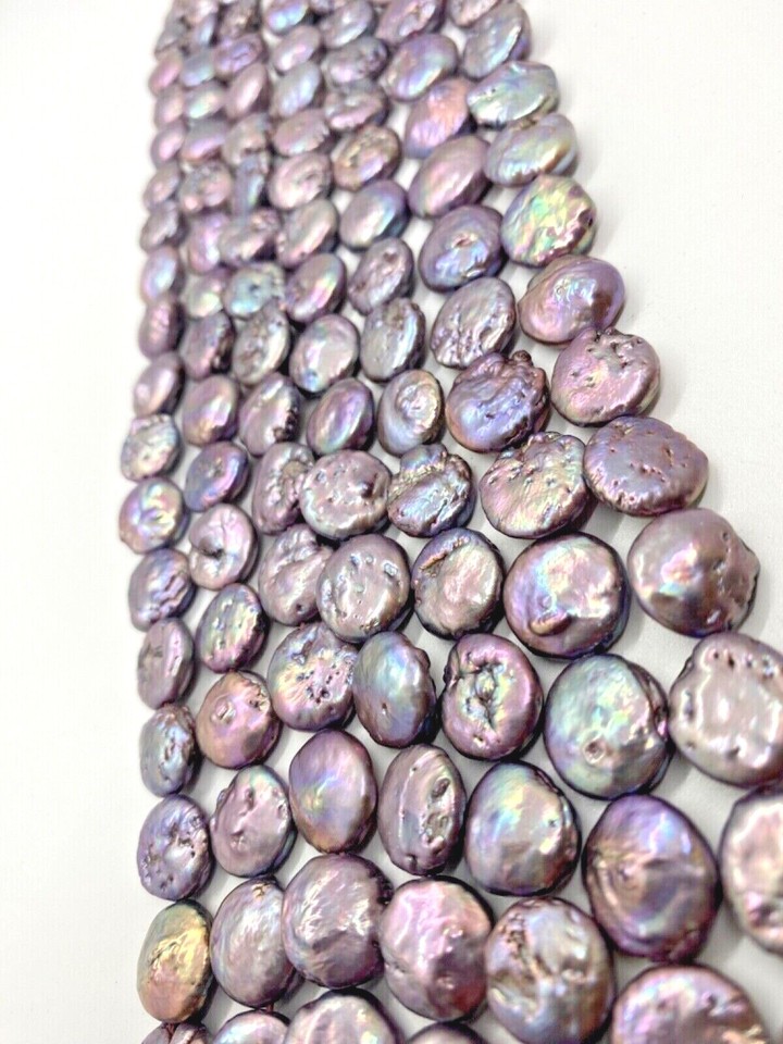 Natural Fresh Water Coin Pearls Various Colors Approx. 13-14mm 16in ...