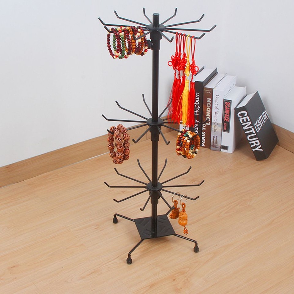 3Tier Jewelry Display Stand Rotating Revolving Keyring Metal Rack ...
