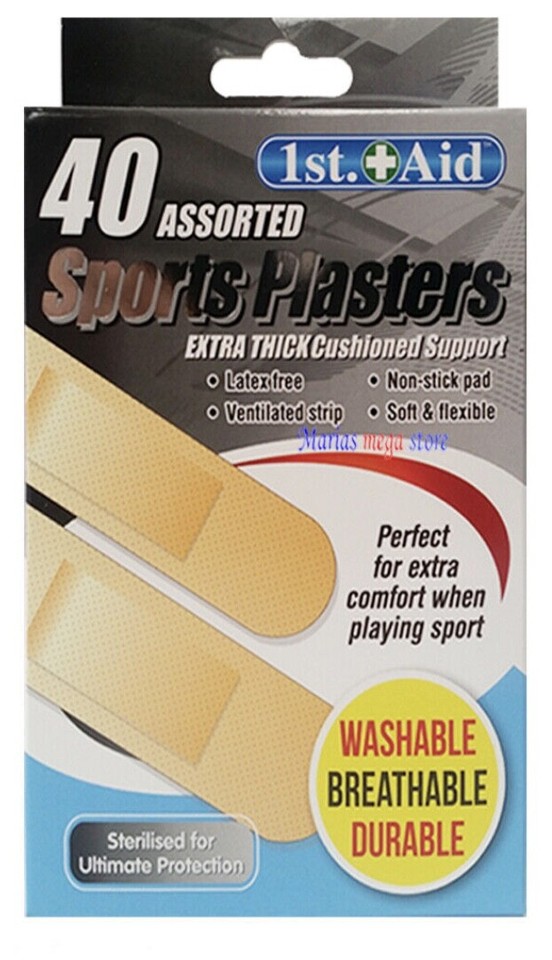 80 x Cushioned Sports Plasters Extra Thick Assorted Sizes | eBay UK