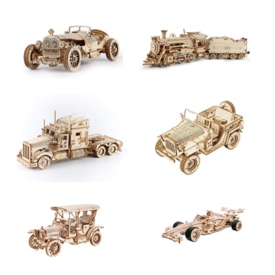 ROKR Car Model Mechanical Wooden 3D Puzzle Self Assembly Kit Boys Teens Toy Gift | eBay