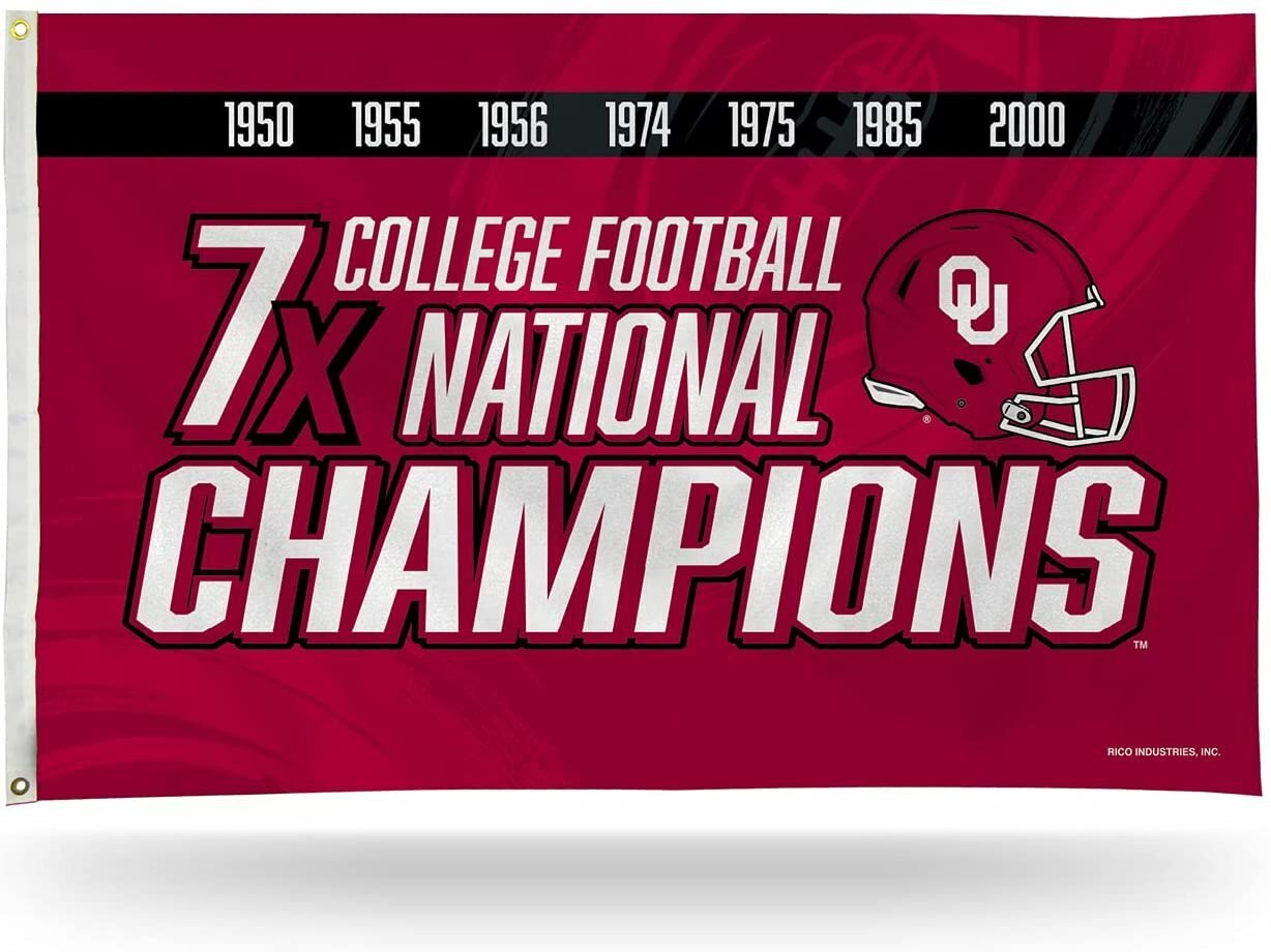 University of Oklahoma Sooners 7-Time Champions Premium 3x5 Feet Flag ...