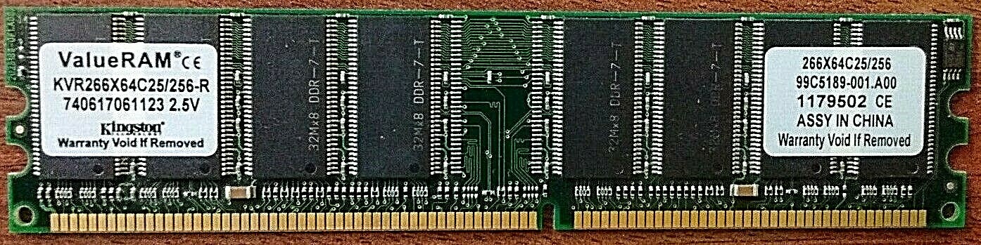 Kingston ValueRAM Memory Card KVR266X64C25/256-R 740617061123 2.5V | eBay