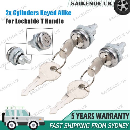 2x Keyed Alike Cylinders Lockable Flush Folding T Handle with 4 keys ...