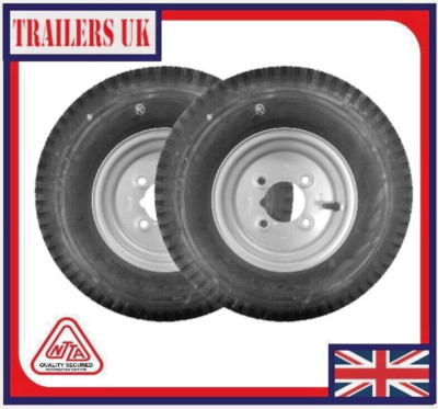 A pair of 8" Trailer WHEEL/TYRE 400x8 - 4ply 4 stud 4" PCD hub | eBay UK