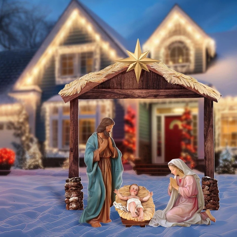 4 Pcs Large Christmas Nativity Scene Outdoor 45'' Holy Family Jesus ...