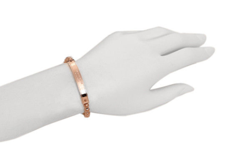 Michael Kors Rose Gold Plaque Beaded Adjustable Bracelet Slider ...