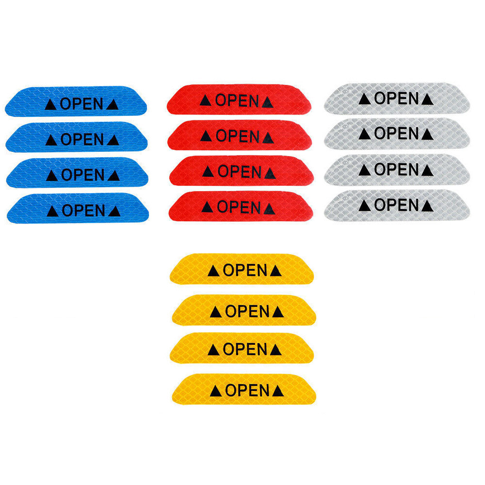 4Pcs Universal Car Door Open Safety Warning Reflective Decal Sticker ...