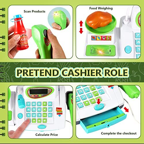 Childs Big Toy Till Cash Register with Scanner Kids Shopping Till Play ...