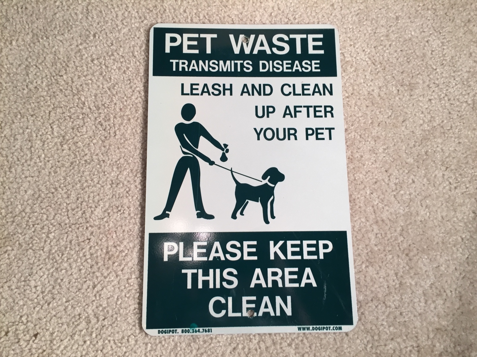 Dogipot 1203 Pet Waste Transmits Disease Aluminum Sign | eBay