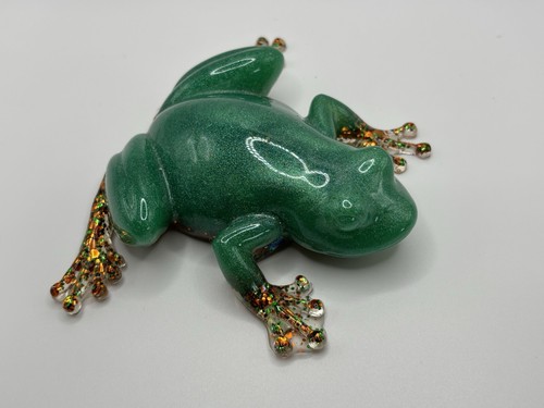 Sparkly Jade And Gold Glitter Frog Figurine Paperweight Epoxy Resin ...