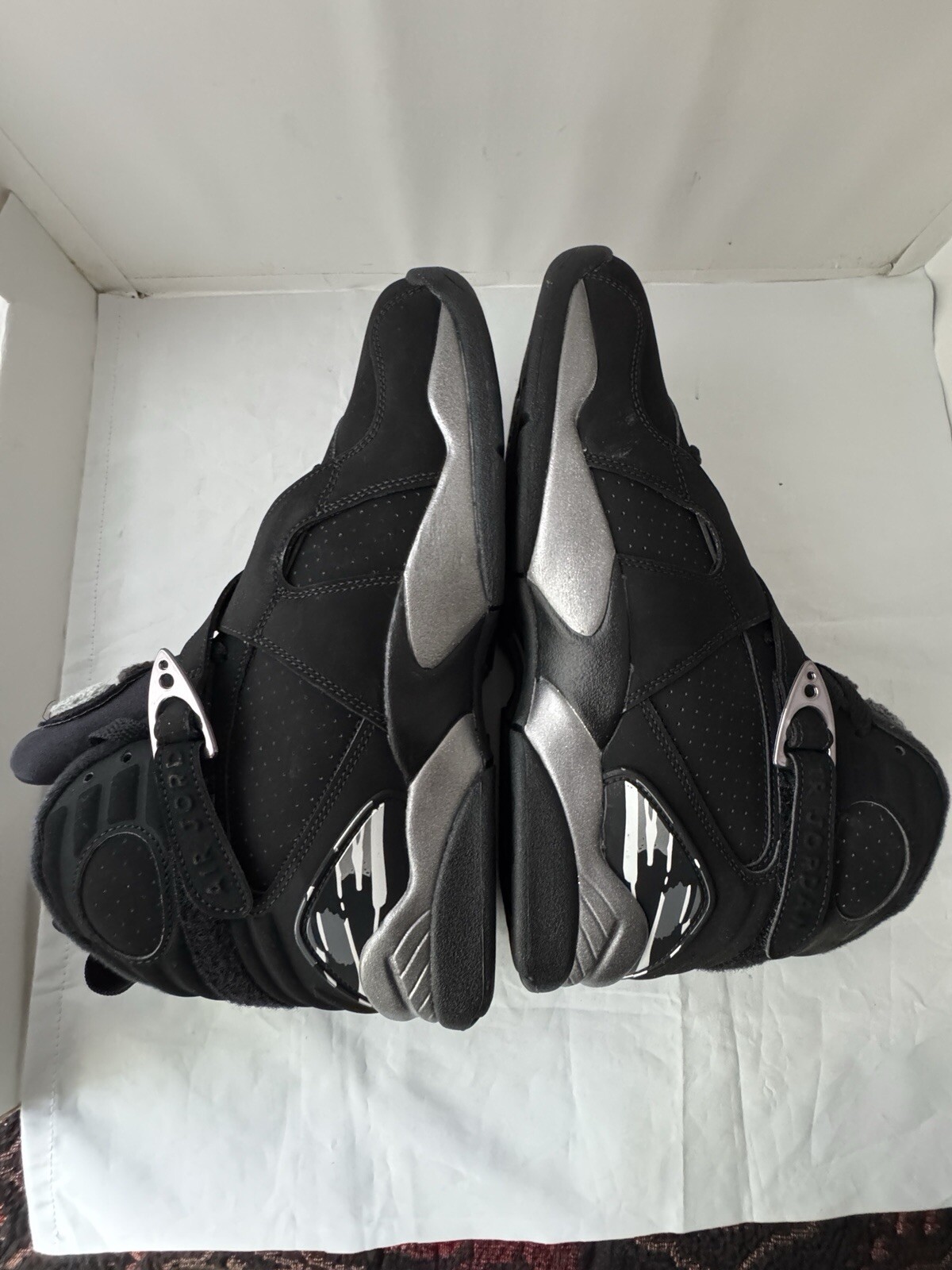 Nike Air Jordan 8 Retro 'Chrome' Black Silver Sneakers Men's Size 11 | eBay