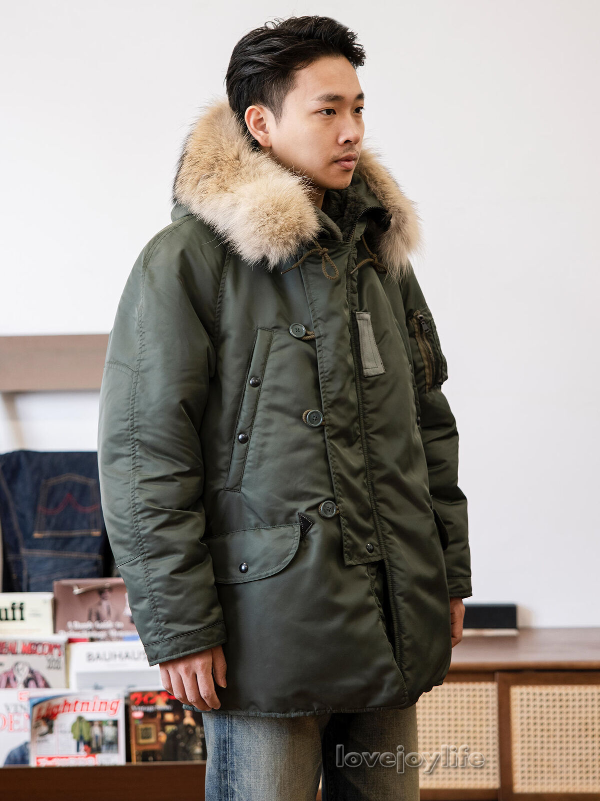 Red Tornado Winter Warm Waterproof Flight Jacket Hooded Men's Wool Coat ...