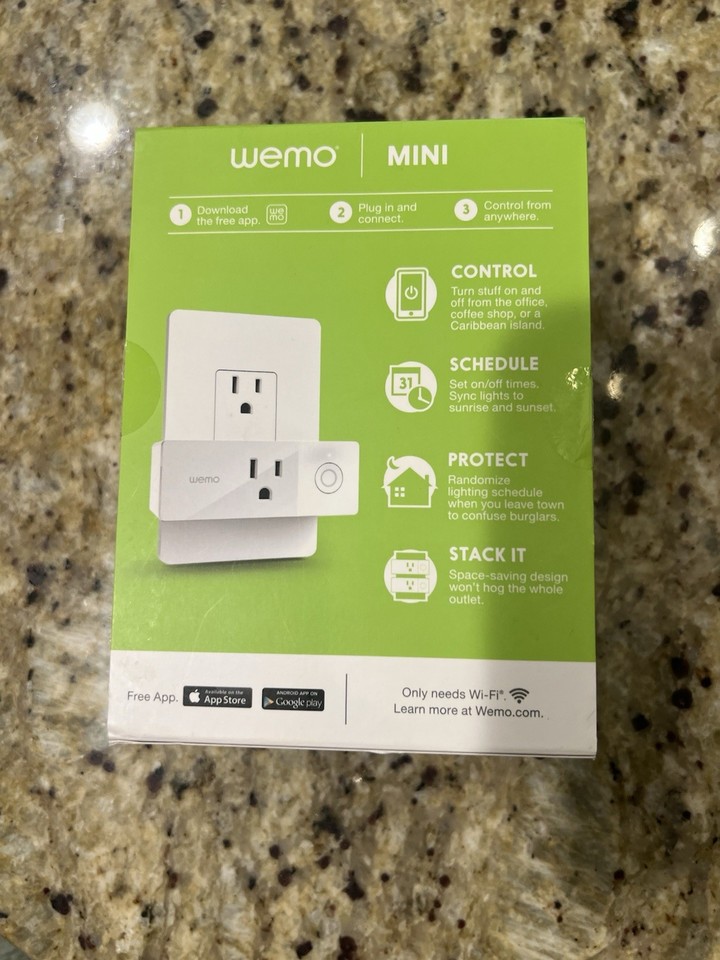 Belkin WEMO Mini Smart Outlet Plug Wi-Fi Enabled White (F7C063) 2017 ...