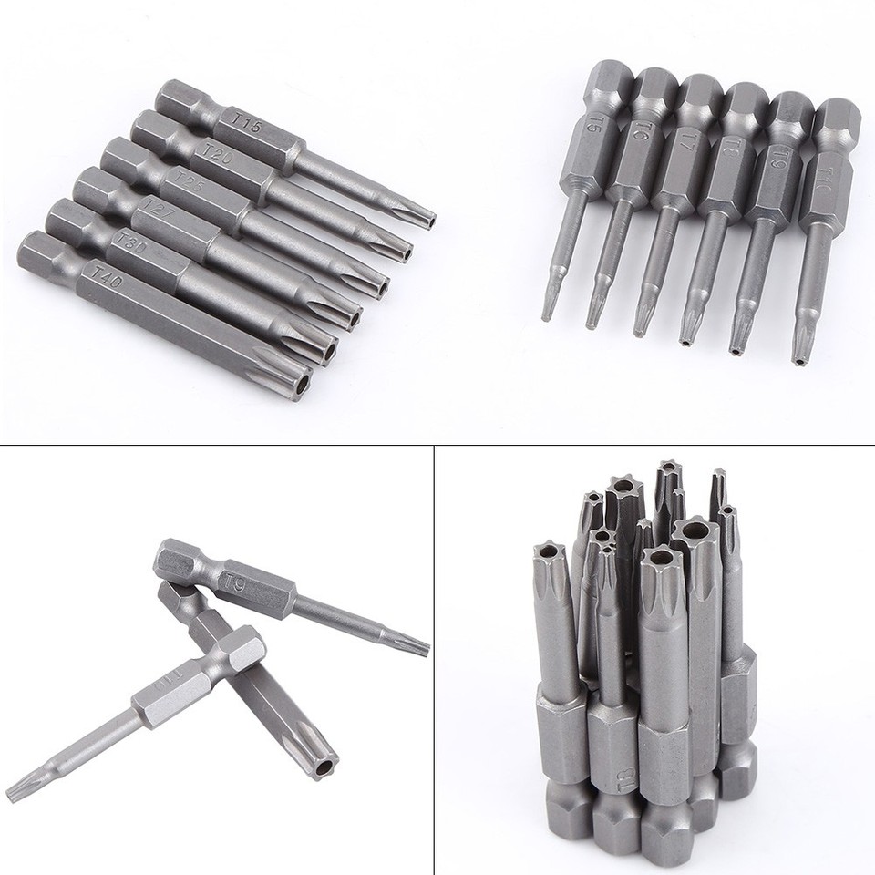 12Pcs 50mm T5-T40 Bit S2 Steel Magnetic Star Head Screwdriver Bits Set ...
